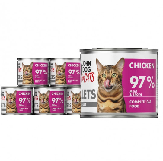 JOHN DOG For cats Fillets Chicken - mokré krmivo pro kočky - 6x140g ...